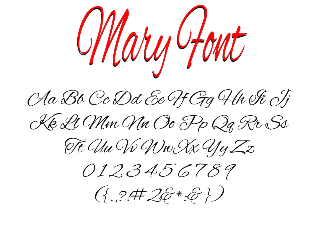 Mary Font, Script Font, Cursive Font, Heart Font, Calligraphy Font ...