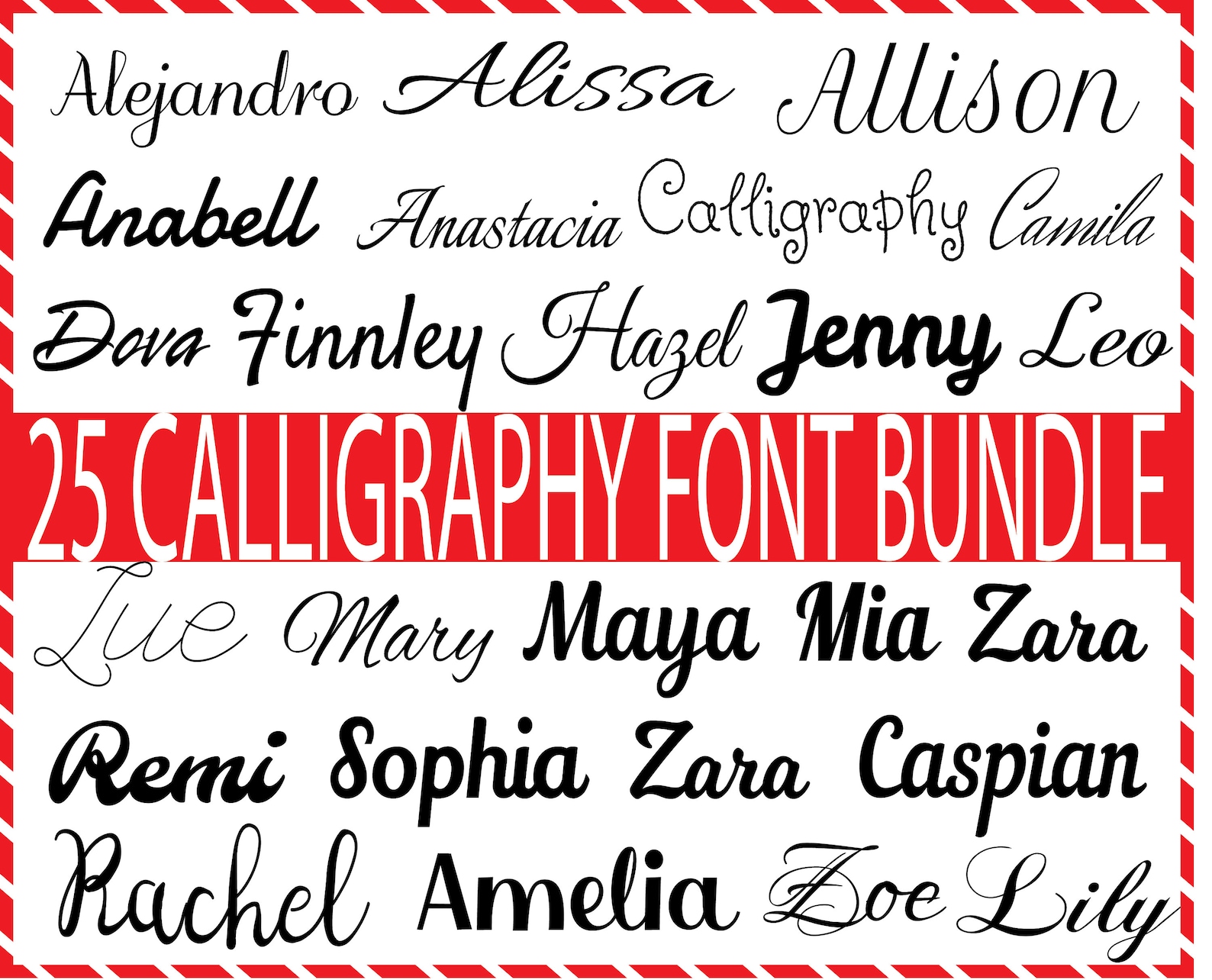 25 Calligraphy Font Bundle - Font Bundle, Cricut, Canva Font, Script ...