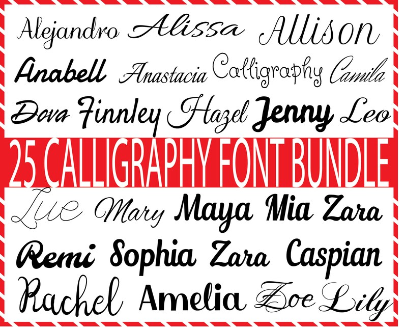 25 Calligraphy Font Bundle Font Bundle, Cricut, Canva Font, Script Font ...