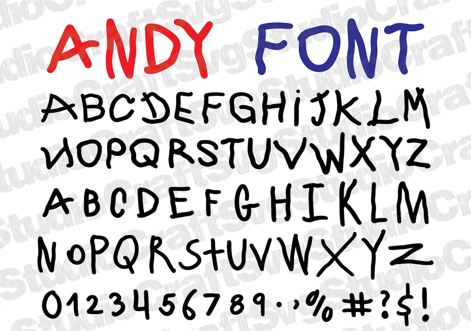 ANDY FONT SVG, Instant Download, Andy Alphabet Svg, Digital Download ...