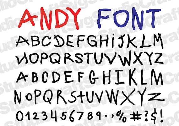 ANDY FONT SVG Instant Download Andy Alphabet Svg Digital - Etsy UK