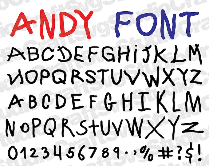 ANDY FONT SVG, Digital Download, Font Svg, Andy Svg, Alphabet Svg, Toy ...
