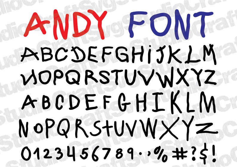 ANDY FONT SVG, Instant Download, Andy Alphabet Svg, Digital Download ...