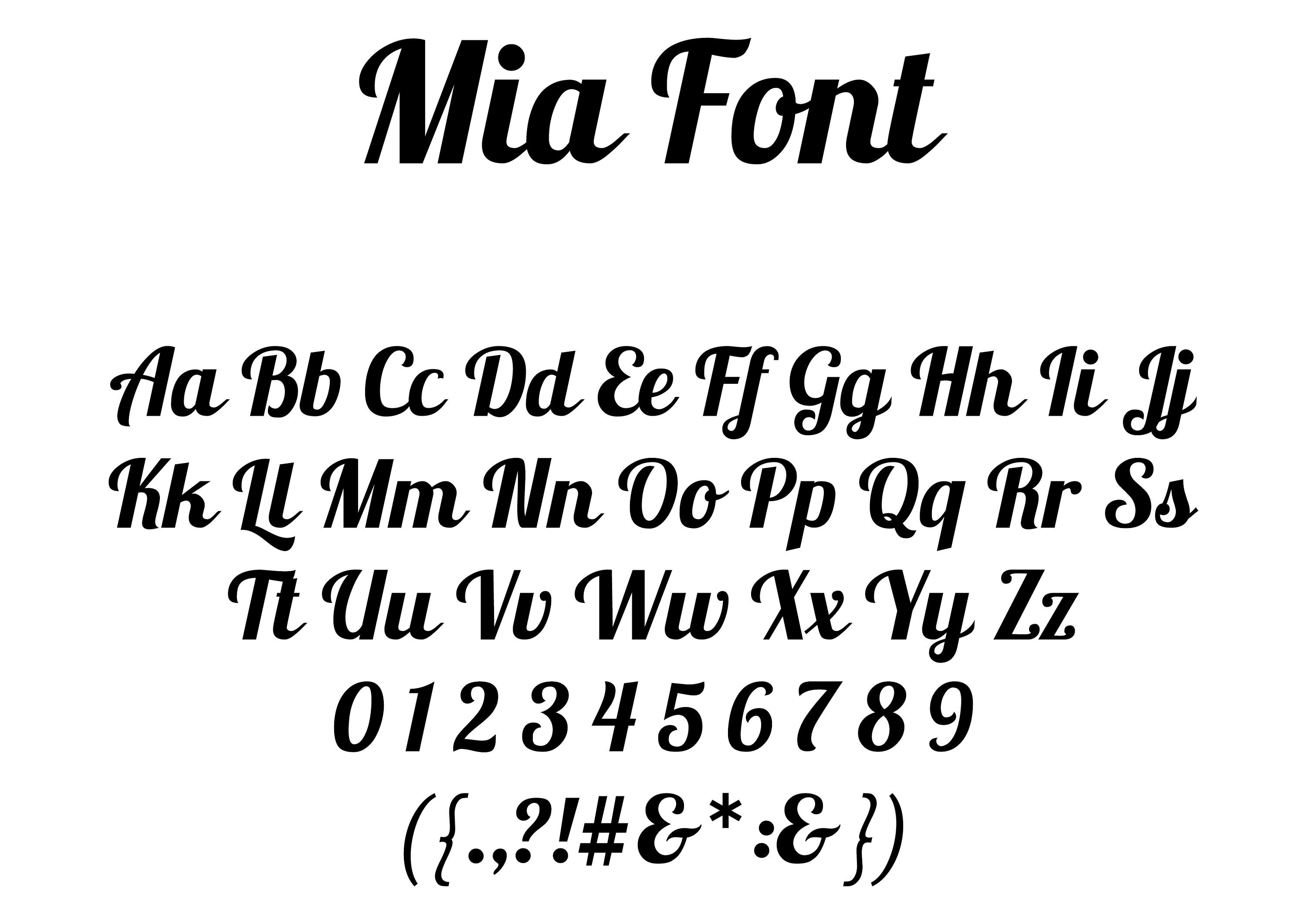 Mia Font, Script Font, Cursive Font, Handwritten Font, Calligraphy Font ...