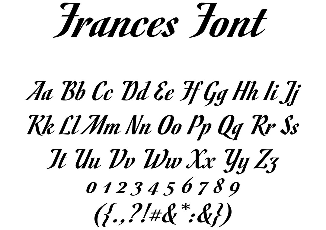 Frances Font, Script Font, Cursive Font, Handwritten Font,calligraphy ...