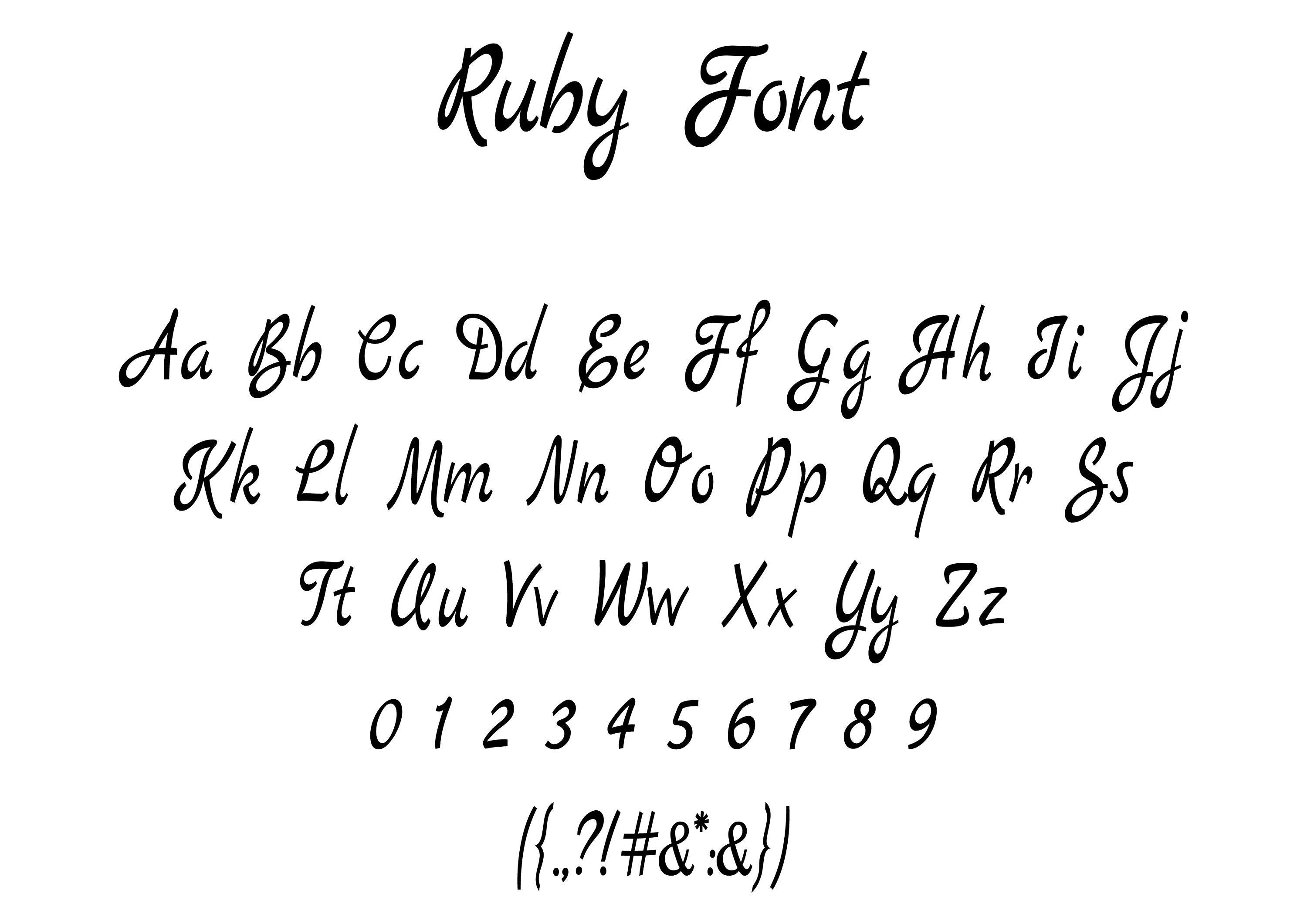 Ruby Font, Script Font, Cursive Font, Handwritten Font, Calligraphy ...