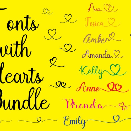 Fonts With Hearts Bundle SVG Fonts SVG Cursive Font Svg - Etsy
