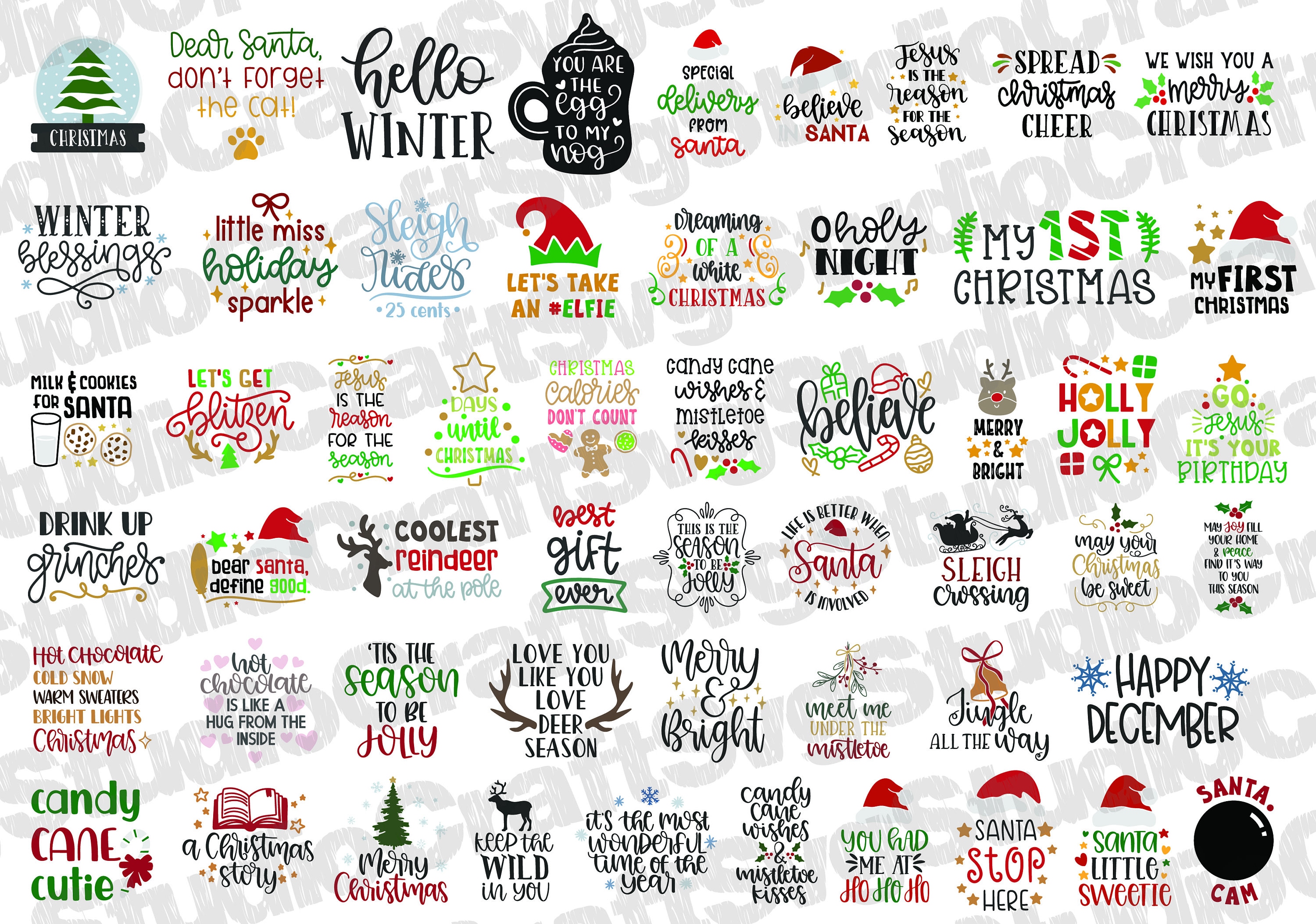 CHRISTMAS SVG BUNDLE Digital Download Christmas Cut Files - Etsy