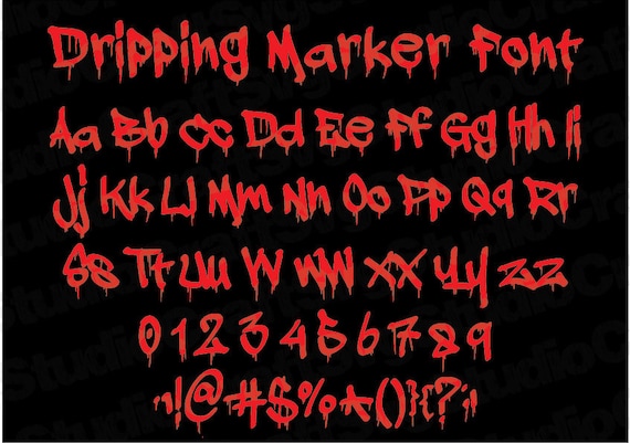 DRIPPING MARKER FONT Svg Hallowen Font Svg Dripping Alphabet | Etsy