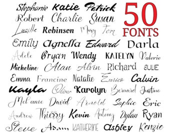 50 HANDWRITTEN FONTS SVG, Cursive Font Bundle Svg, Font Clipart ...