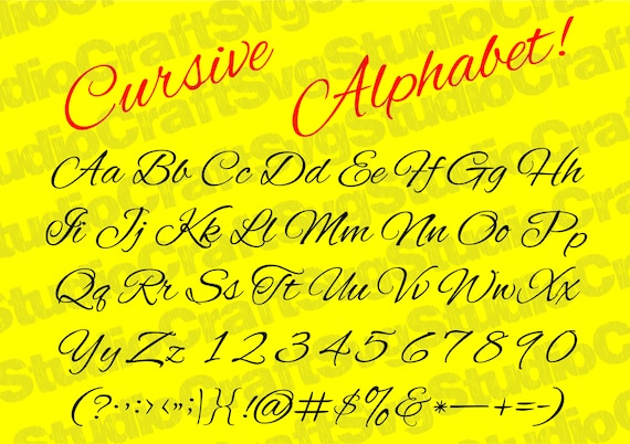 CURSIVE FONT SVG Cursive Alphabet Svg Cricut Font Instant - Etsy UK
