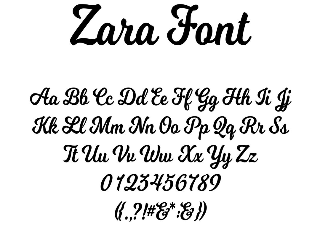 Zara Font, Script Font, Cursive Font, Handwritten Font, Calligraphy ...