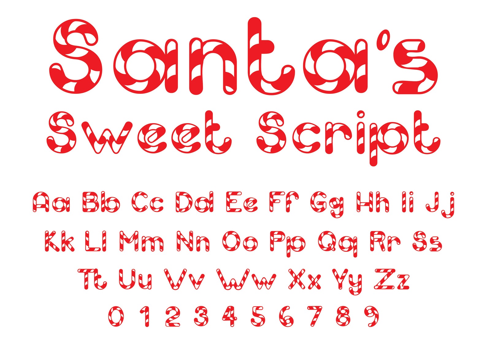 CANDY FONT SVG, Santa's Sweet Script, Christmas Font Svg, Candy Cane ...