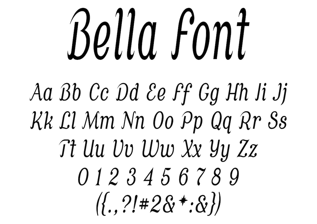 Bella Font, Cursive Font, Calligraphy Font, Modern, Font for Cricut, Procreate Font,canva Font ...