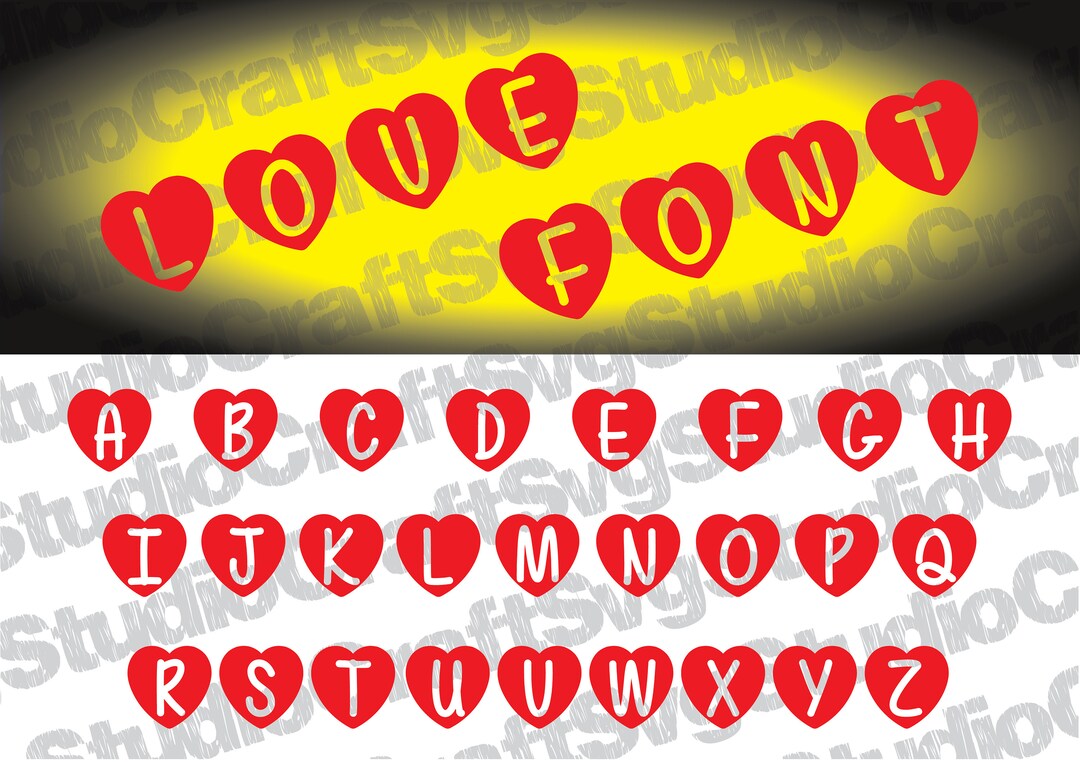 LOVE FONT SVG, Love Monogram Svg, Love Alphabet Svg, Heart Clipart ...