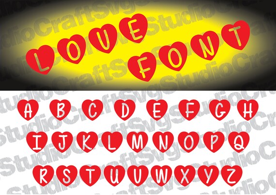 LOVE FONT SVG Love Monogram Svg Love Alphabet Svg Heart | Etsy