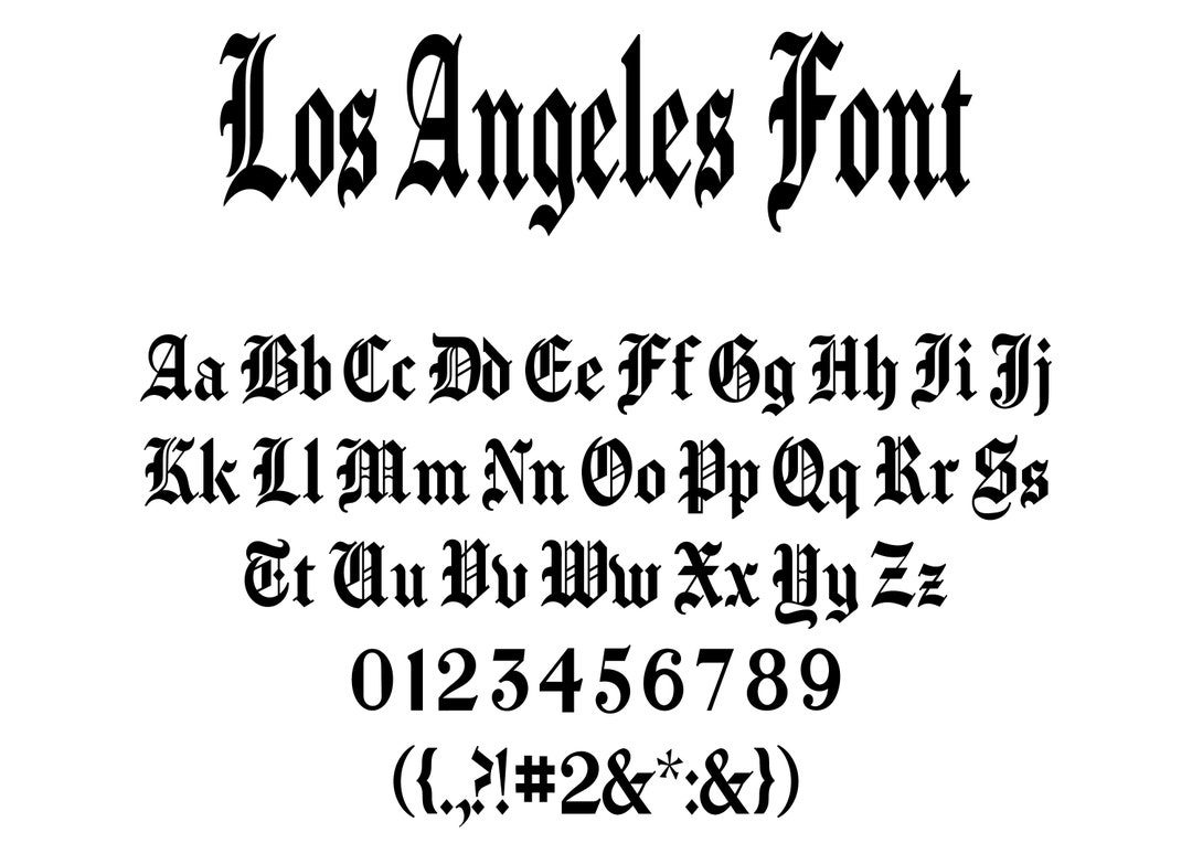 Los Angeles Font Svg,los Angeles Fontsvg, Cricut Fonts Svg, Los Angeles ...