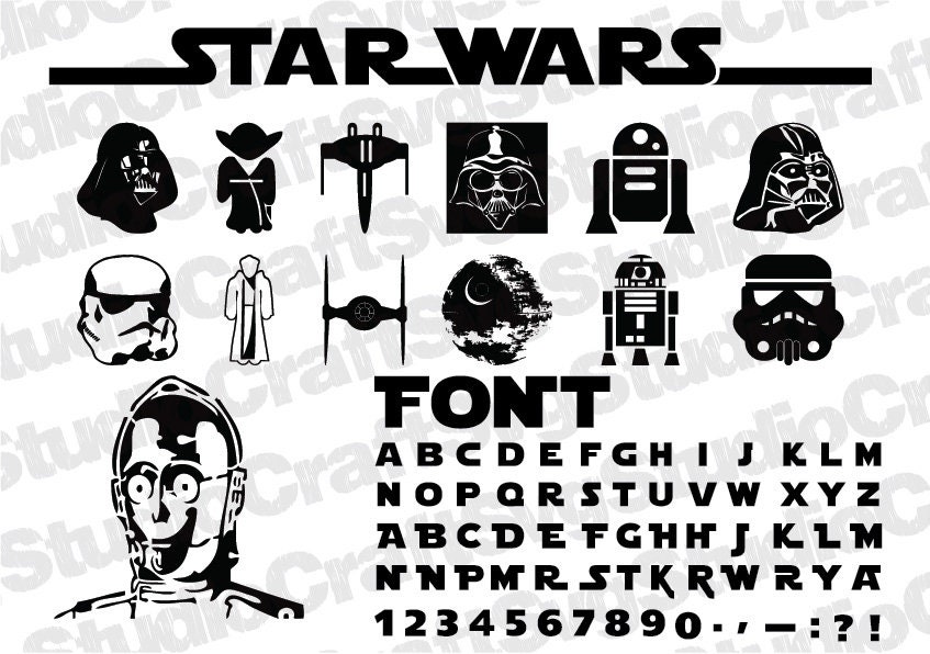 STAR WARS SVG, Star Wars Bundle SVG, Star Wars Schrift SVG, Star Wars ...