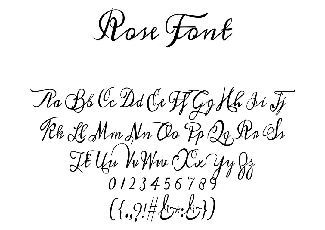 Rose Font, Script Font, Cursive Font, Handwritten Font, Calligraphy ...