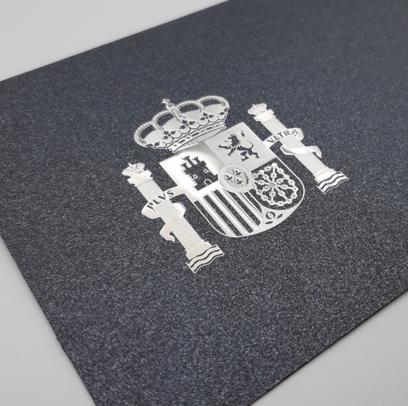 Sticker Spain Shield Logo Metallic Silver Color Car Laptop Personalized ...