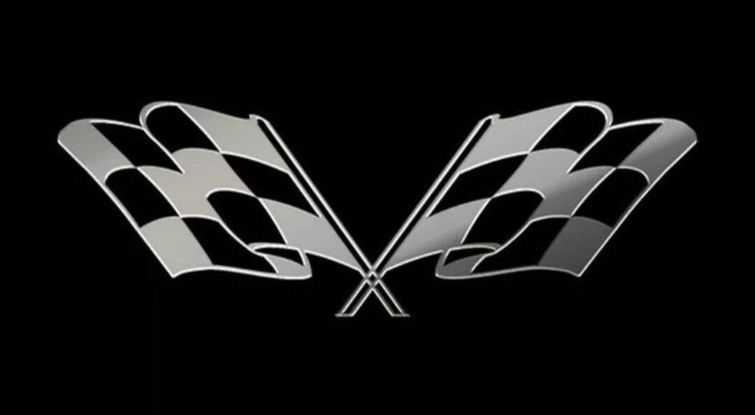 60x20mm METALIZED Double Checkered Flag STICKER RACING Pegatina ...