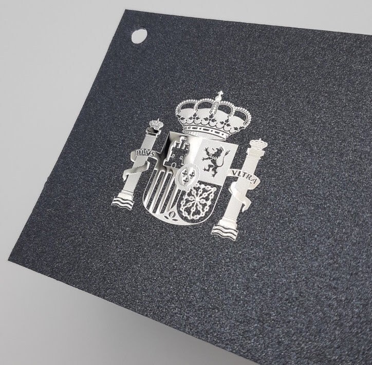 Spain Shield Sticker Metallic Logo Silver Color Car Laptop Personalised ...