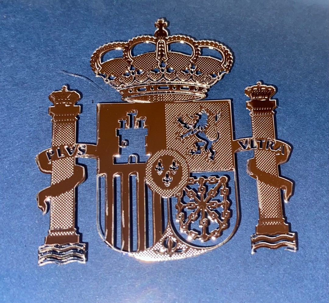 Spain Shield Sticker Metallic Logo Silver Color Car Laptop Personalised ...
