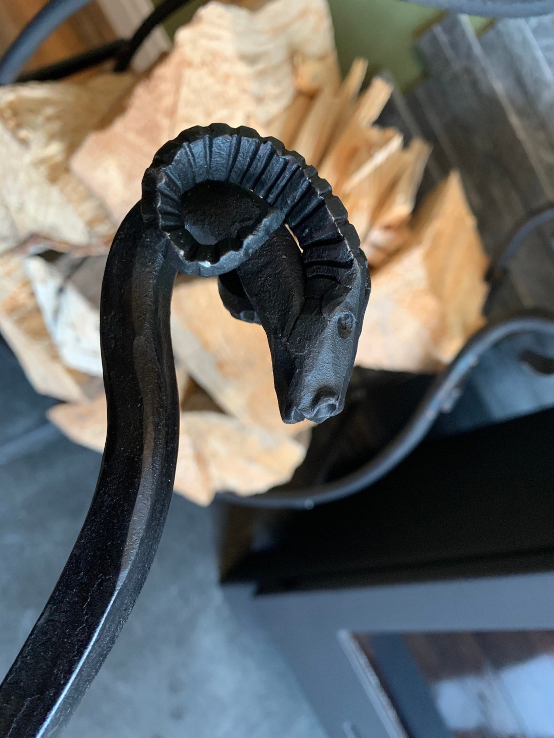 Rams Head Log Fire Poker With a Twist. Blacksmith Made, Hand Forged. - Etsy