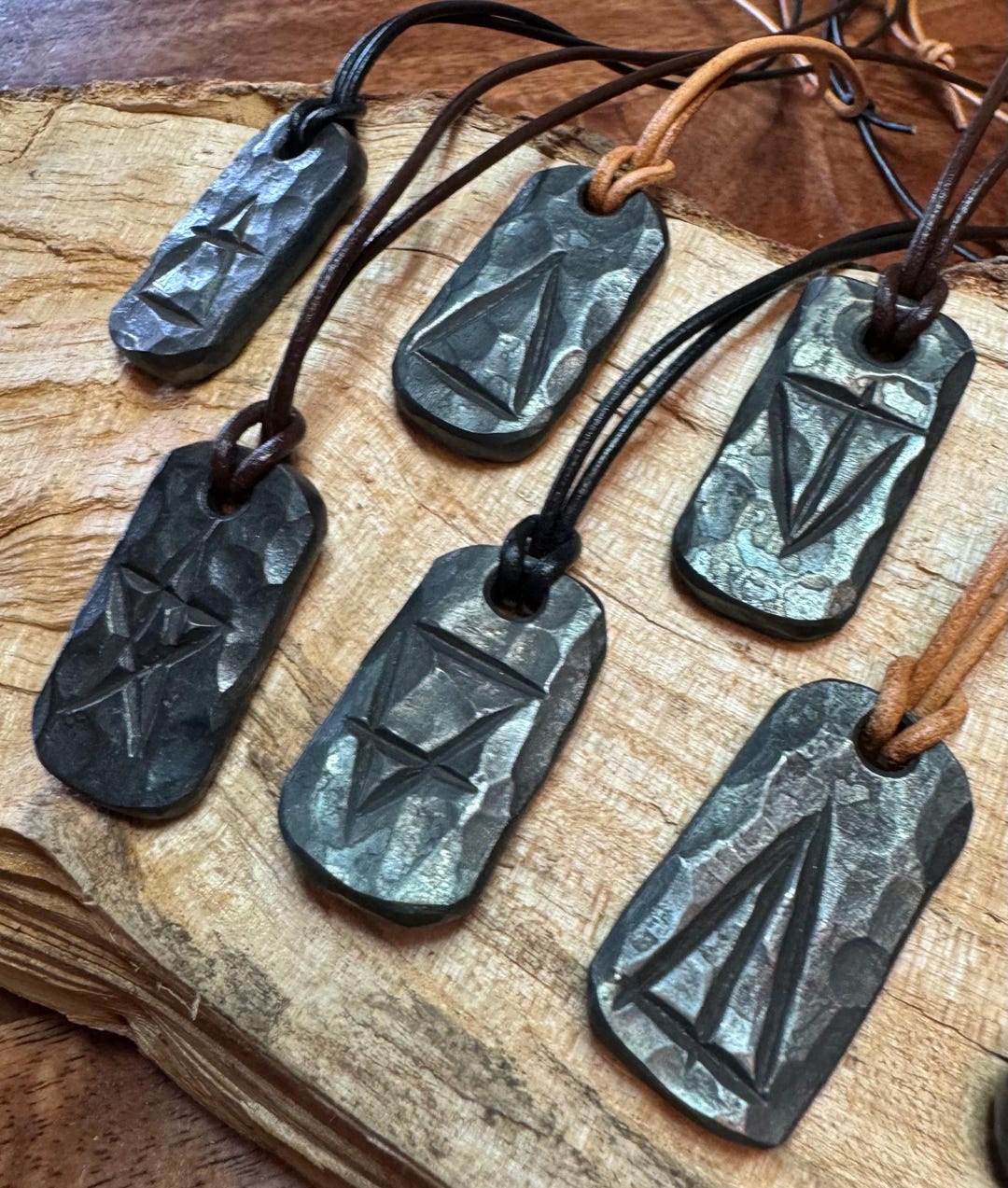 Pagan Element Symbol Pendant: Blacksmith Made Leather Necklace - Etsy