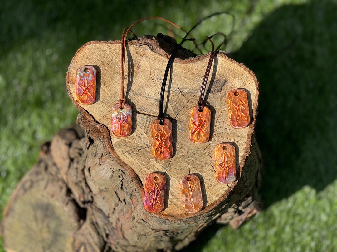 Copper Nordic Viking Bind Rune Pendant With Adjustable Leather Necklace ...