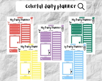 Colorful Daily Planner Digital Download Printable - Etsy