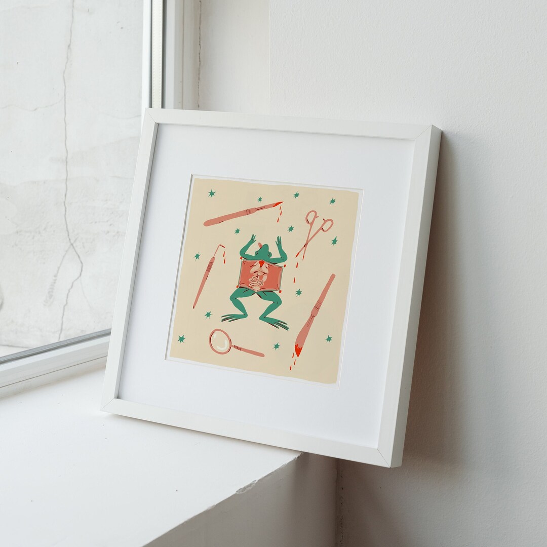 Dissection Illustration Art Print Frog Drawing Biology Science Wall Art ...