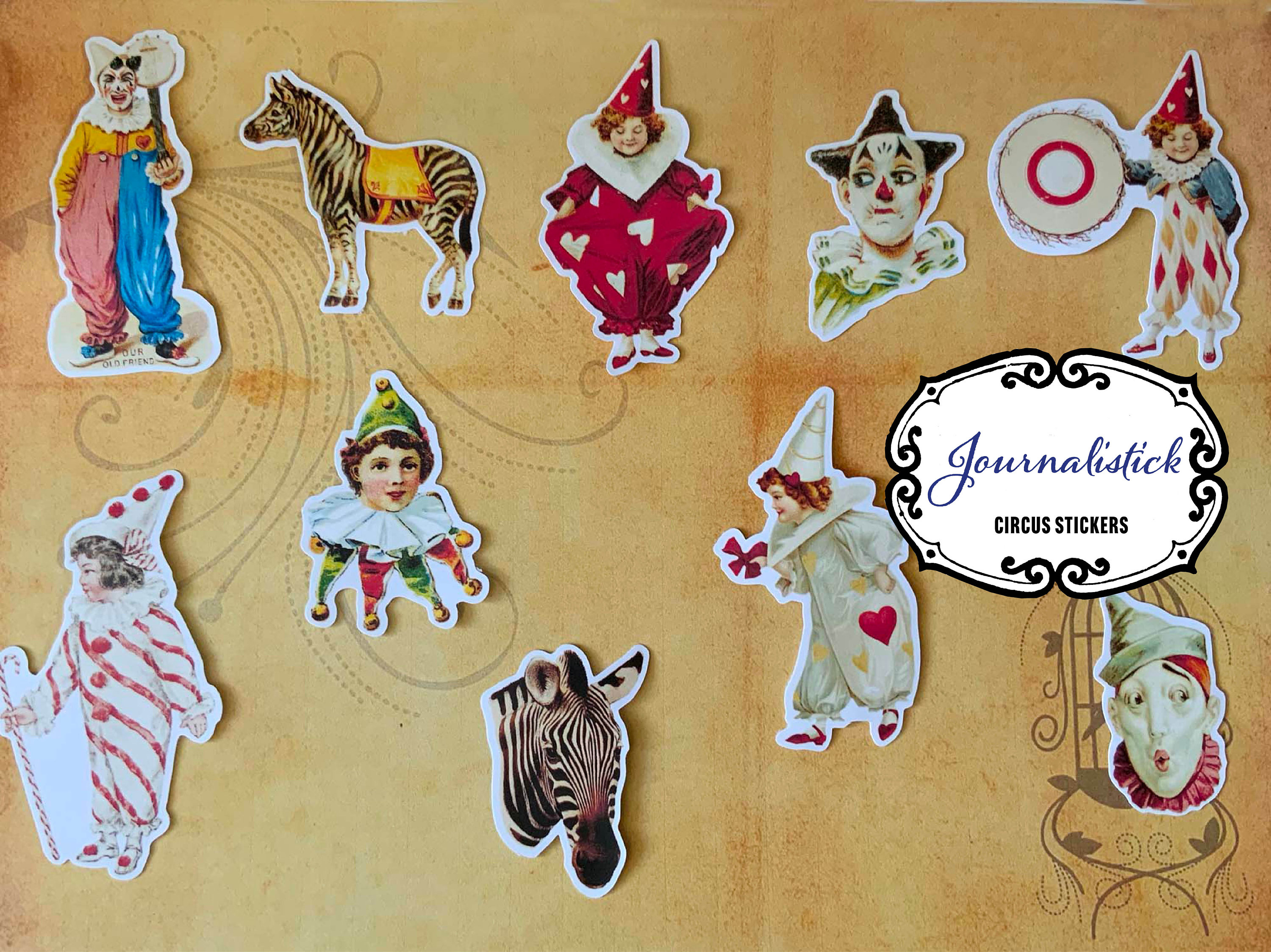 Roll Up Roll Up Circus Sticker Collection of Circus Clowns, Animals and ...