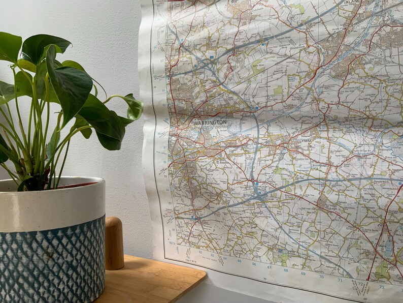 Manchester UK Wall Map, Ordnance Survey Teaching Map, Vintage ...