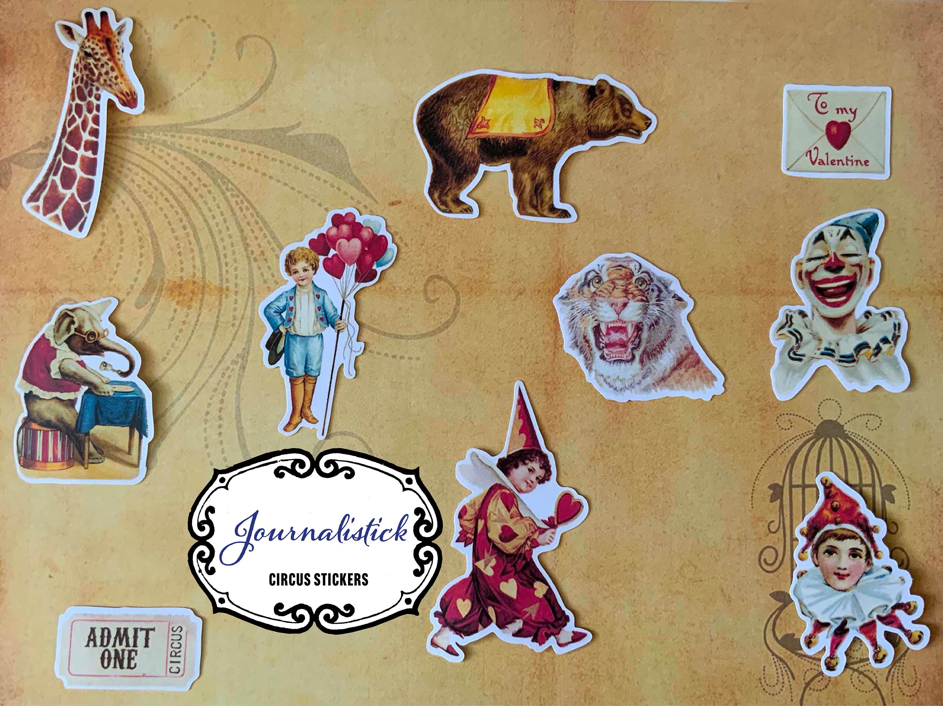 Roll Up Roll Up Circus Sticker Collection of Circus Clowns, Animals and ...