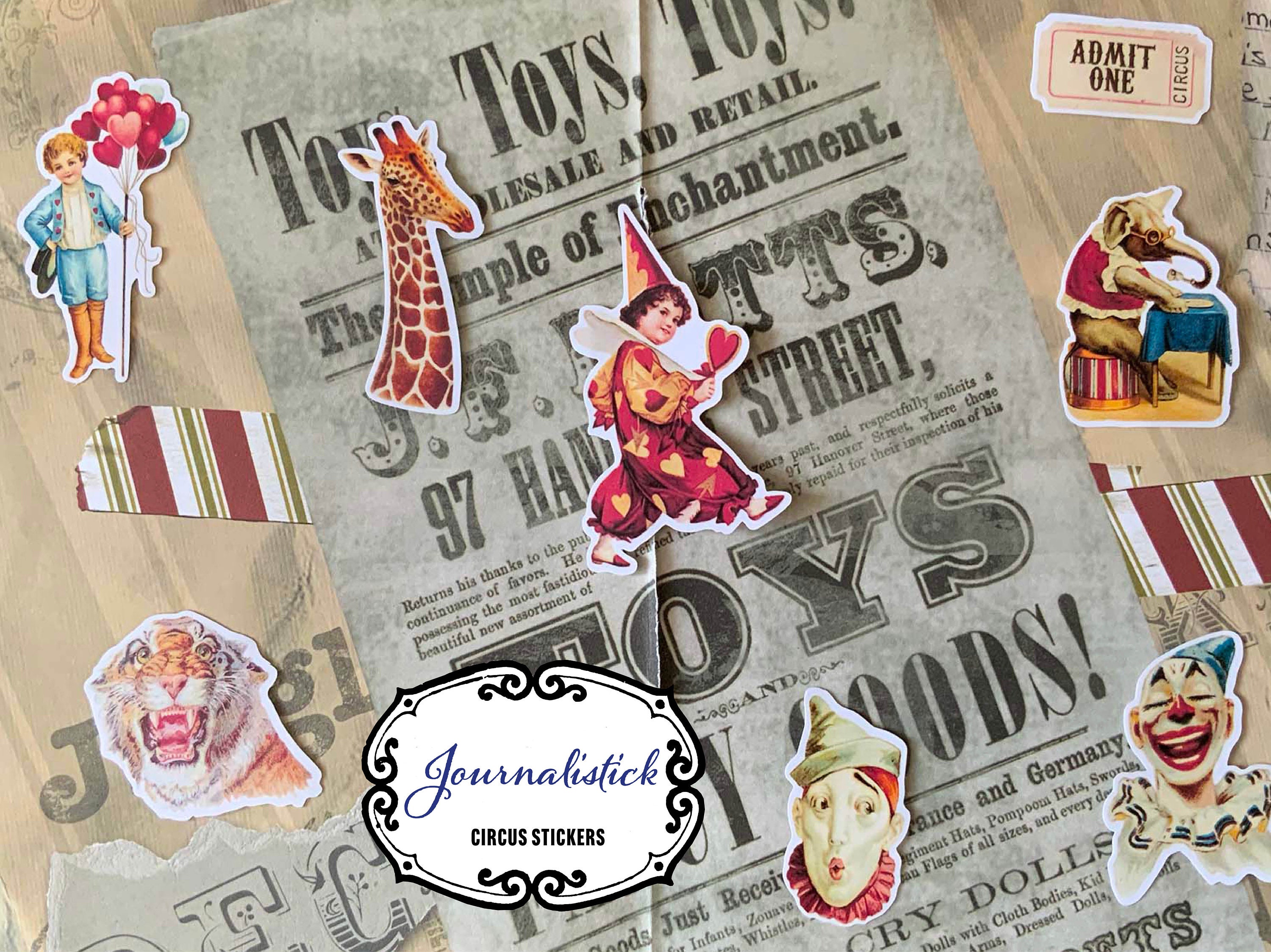 Roll Up Roll Up Circus Sticker Collection of Circus Clowns, Animals and ...