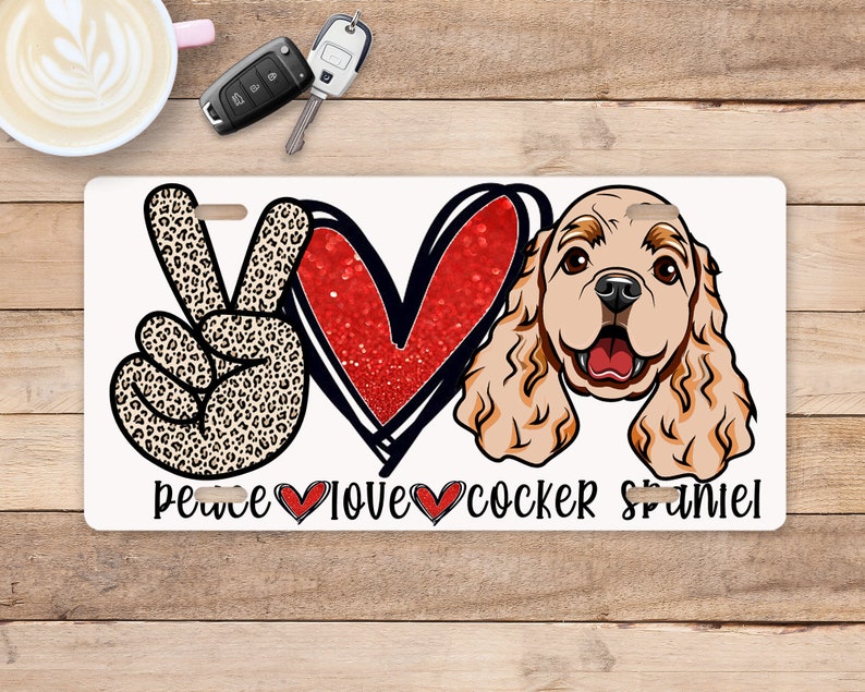 Peace Love Cocker License Plate - Etsy