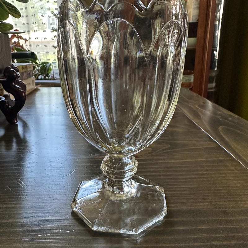 Vintage Glass Footed Vase - Etsy