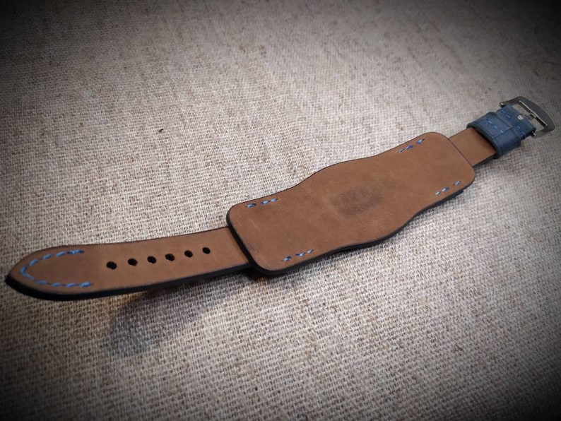 Bund Strap.dull Blue Leather Watch Band.leather Watch | Etsy