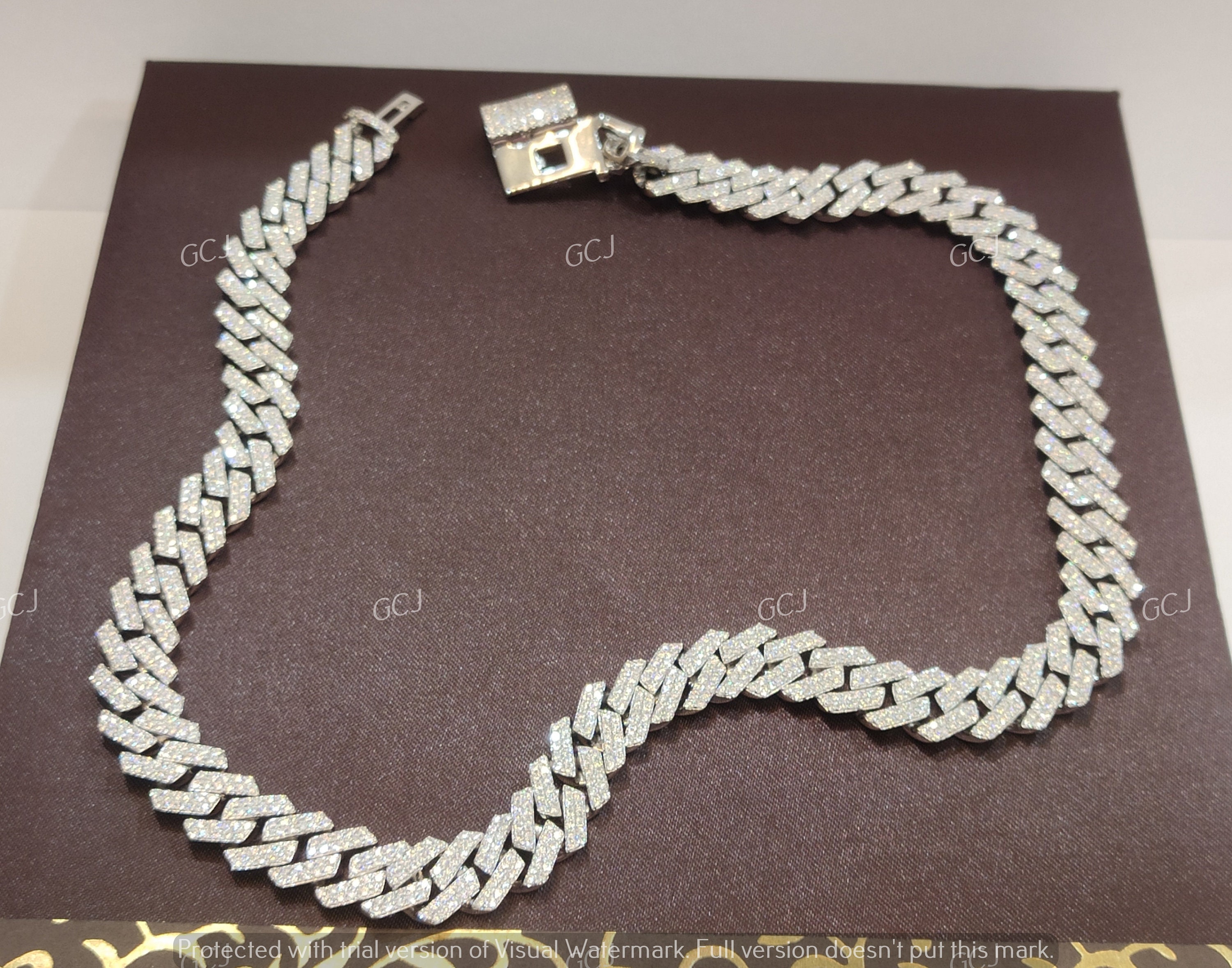12 MM Cuban Link Chain in 925 Sterling Silver,fully Iced Out Prong ...