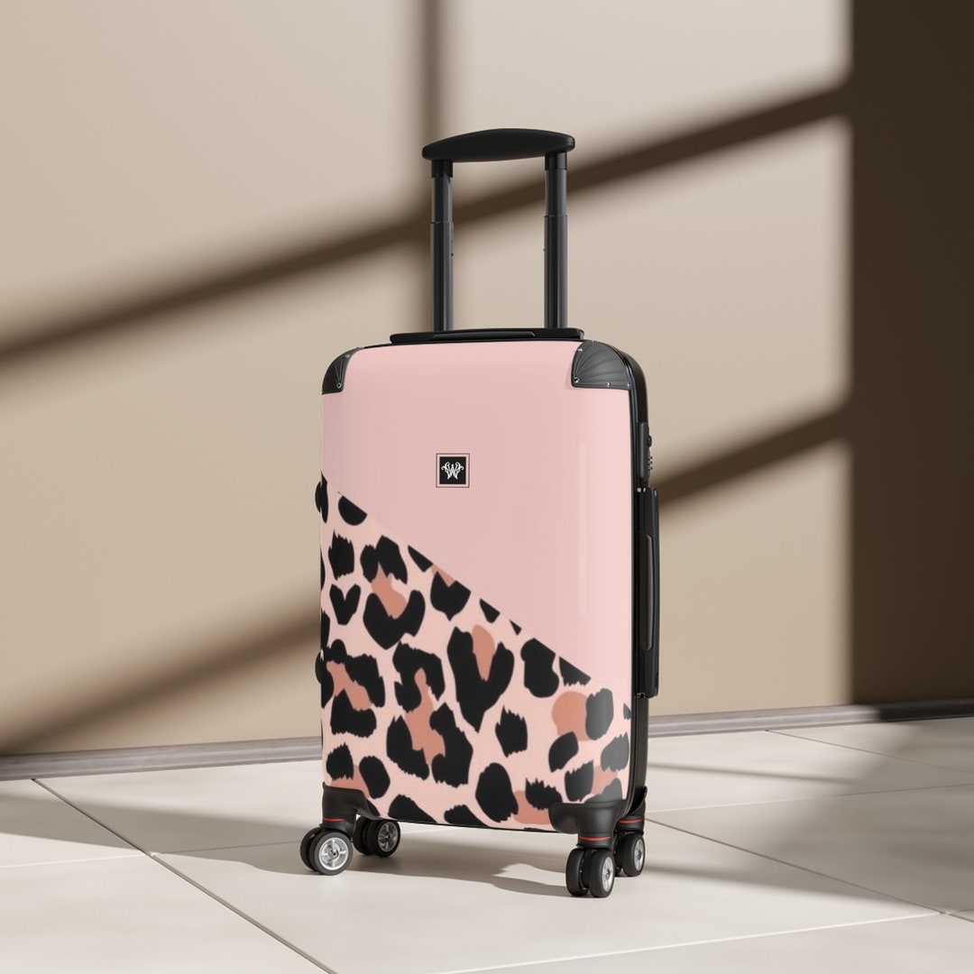 Light Pink Leopard Print Suitcase, Leopard Print Suitcase, Leopard ...