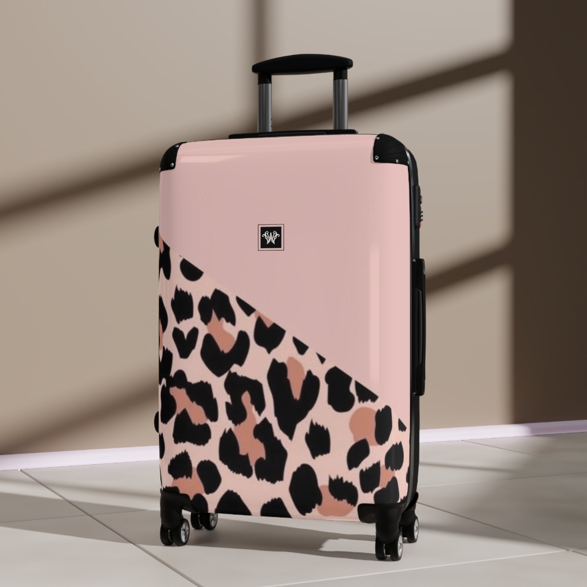 Light Pink Leopard Print Suitcase, Leopard Print Suitcase, Leopard ...