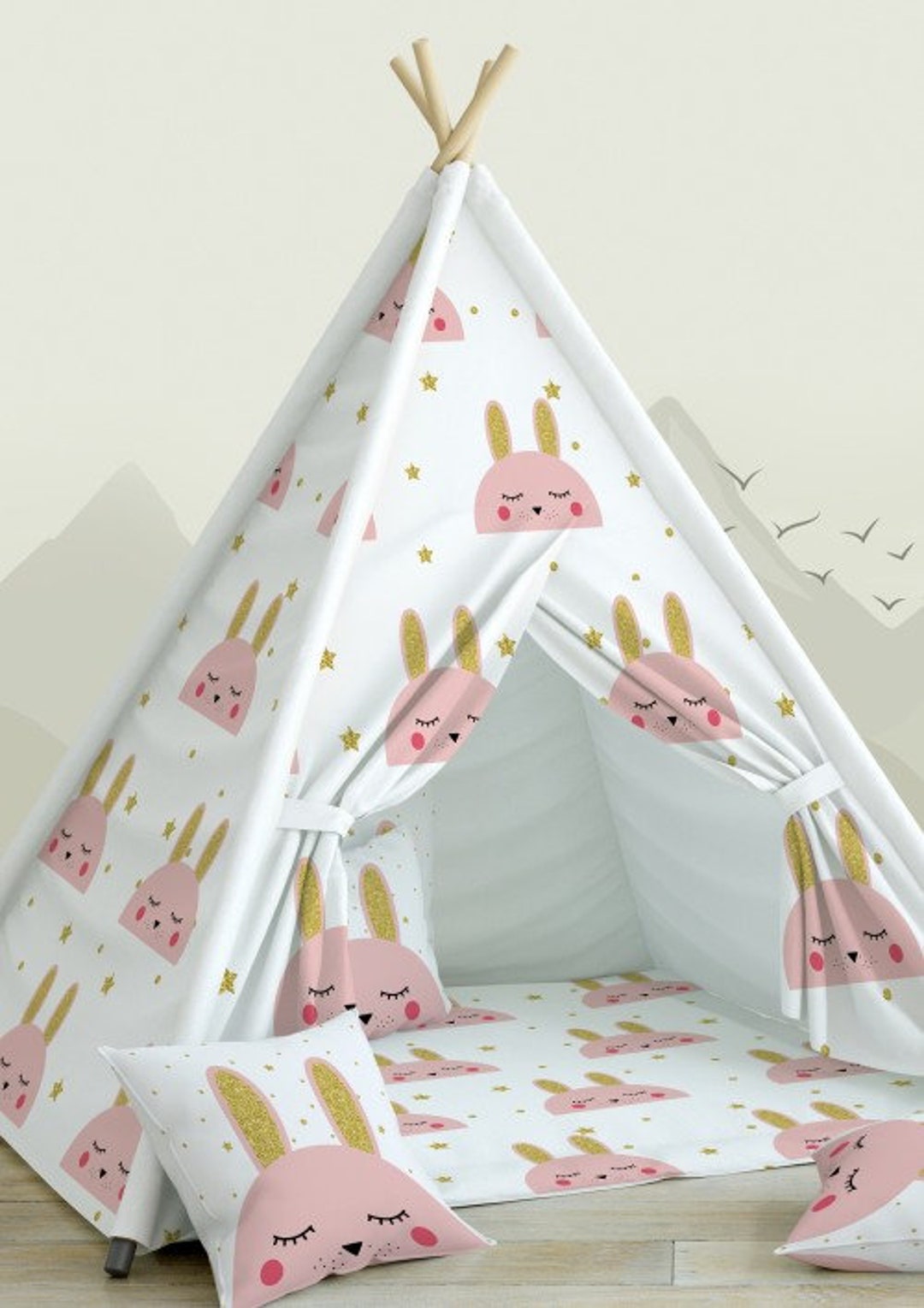 Gold Rabbit Girl Play Tents for Kids Room / Birthday Gift for - Etsy