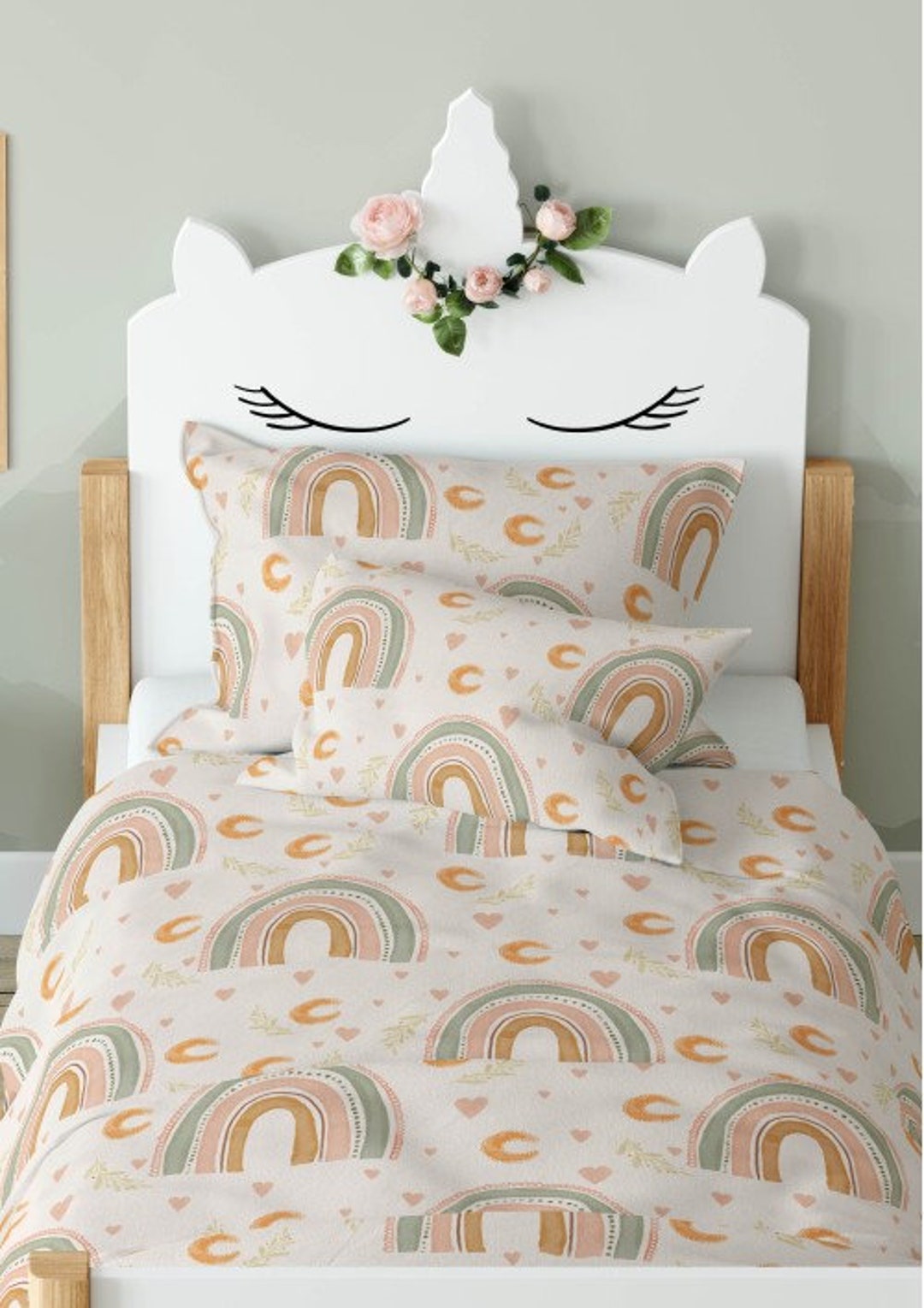 Rainbow Baby Girl Duvet Cover Set / İnfant Girl Room Bedding - Etsy