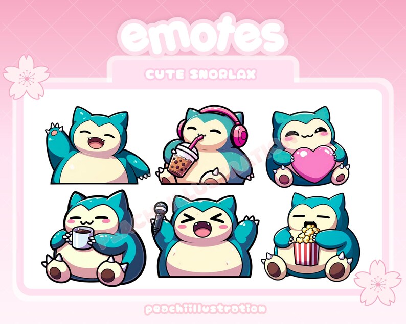 Cute Snorlax Pokemon - Twitch Emotes for Streamers - Etsy