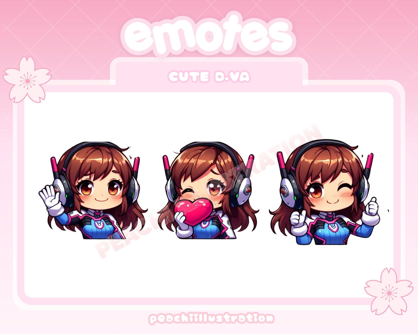 Chibi DVA Emotes - Twitch Emote for Streamers - Etsy