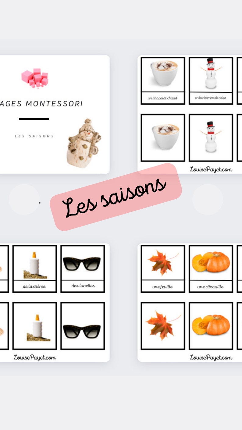 48 Cartes Montessori Sur Le Thème Des Saisons Montessori - Etsy