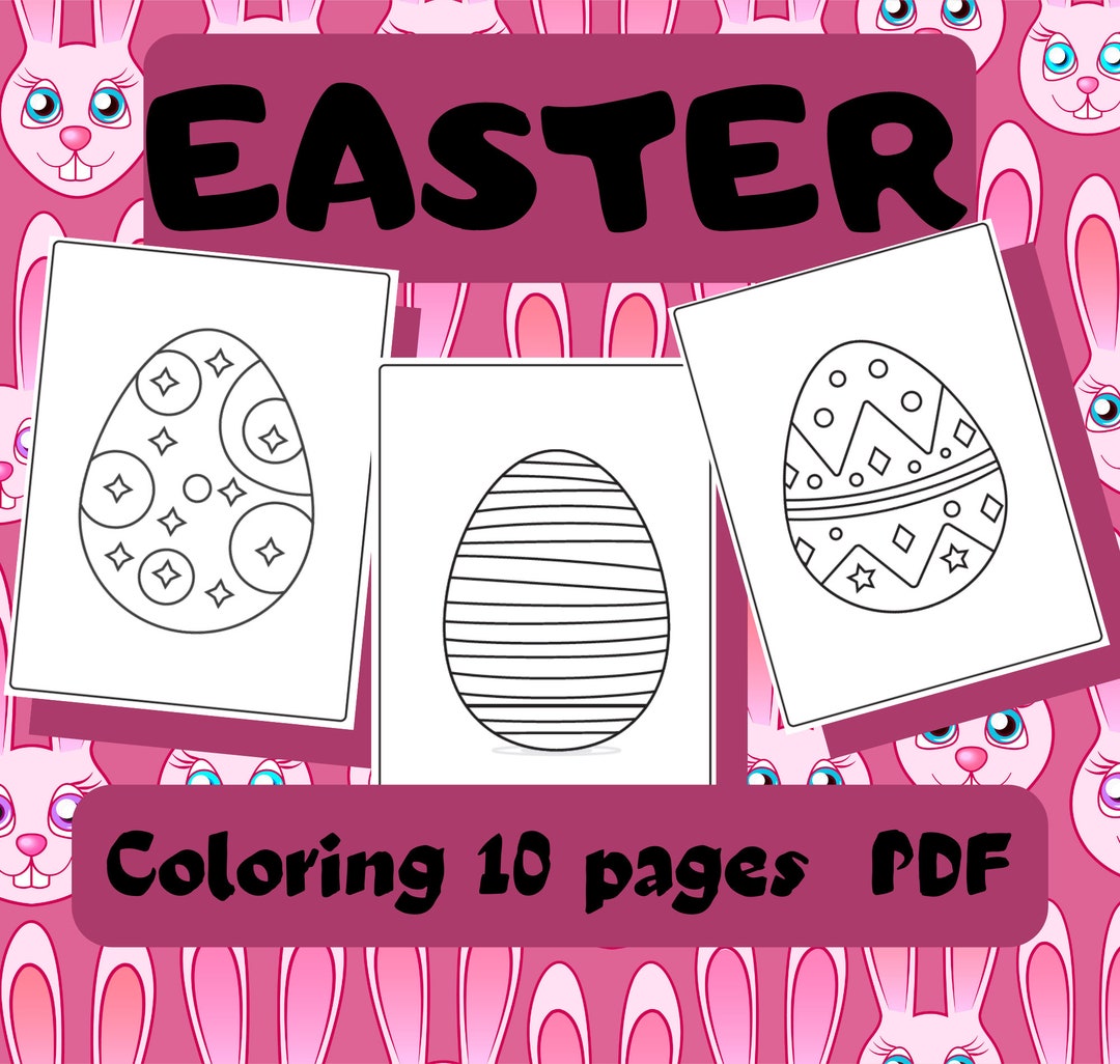 10 Printable Easter Coloring Eggs 10 Pages 10 Eggs PDF File Instant ...
