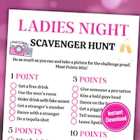 Printable Ladies Night Scavenger Hunt for Girls Night Out | A4 & US ...