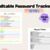 Editable Password Tracker Printable Cool Color Tone, Password Organizer ...